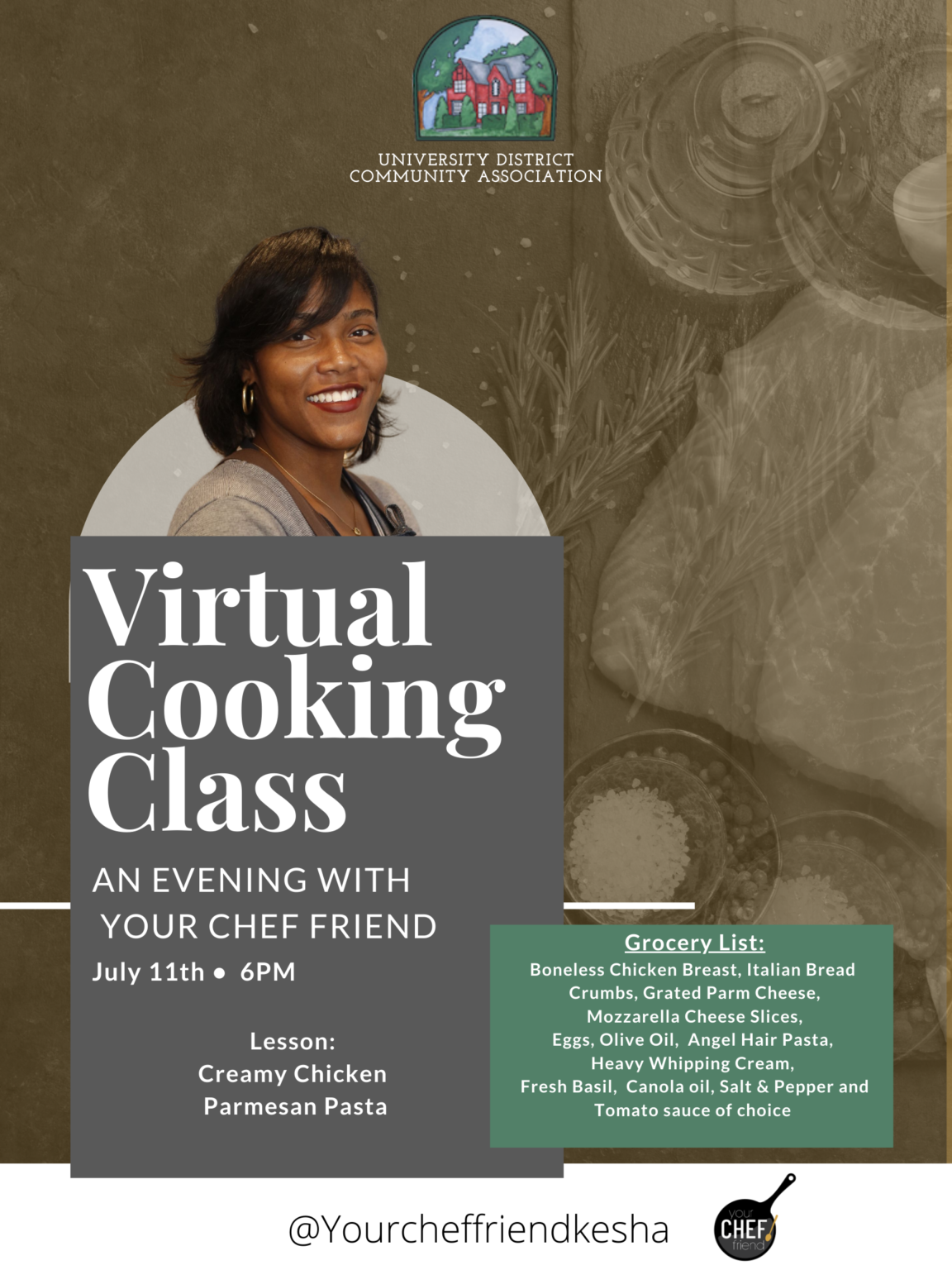 Virtual Cooking Class with Your Chef Friend Kesha – University District ...